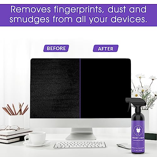 Swanky Computer Screen Cleaner Kit: Electronic Cleaner Spray 17oz + 2 Microfiber Cleaning Cloth For TV, iPad, iPhone, Monitor, PC, Laptop Screens
