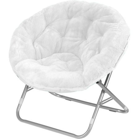 Mainstay, White Adult Faux Fur Saucer Chair (1