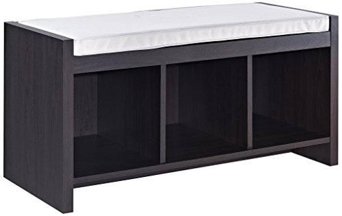 Ameriwood Home Penelope Entryway Storage Bench with Cushion, Espresso 17.68 in. high x 35.91 in. wide x 15.75 in. deep