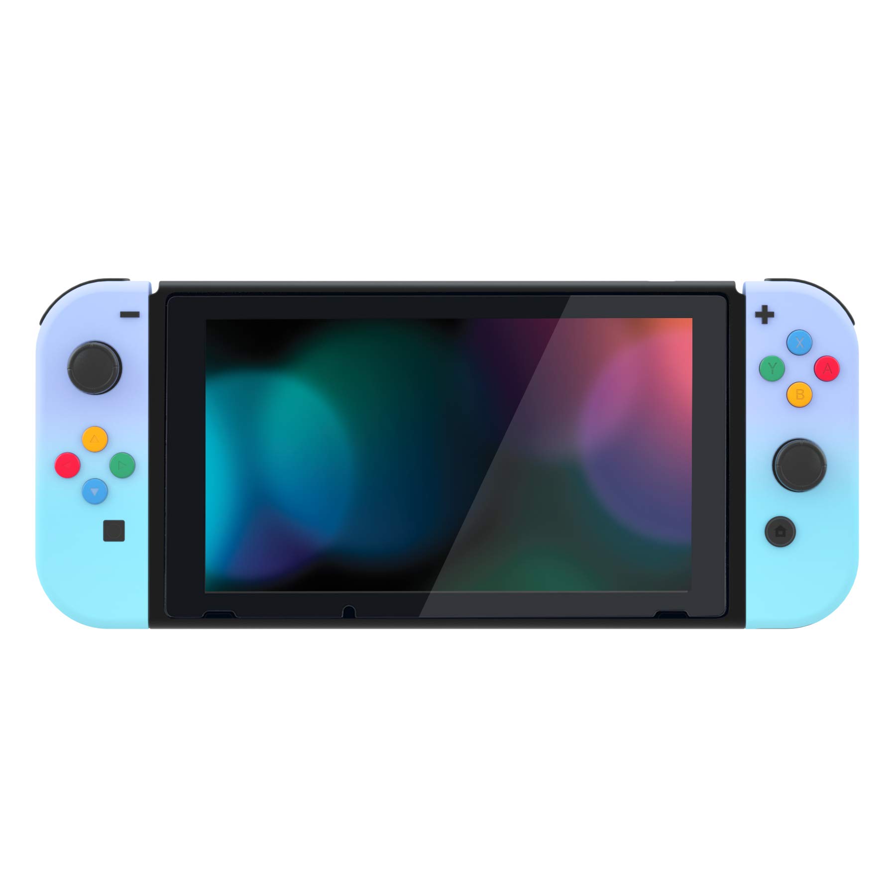 eXtremeRate DIY Replacement Shell Buttons for Nintendo Switch & Switch OLED, Gradient Violet Blue Housing Case with Corlorful Button for Joycon Handheld Controller [Only The Shell, NOT The Joycon]
