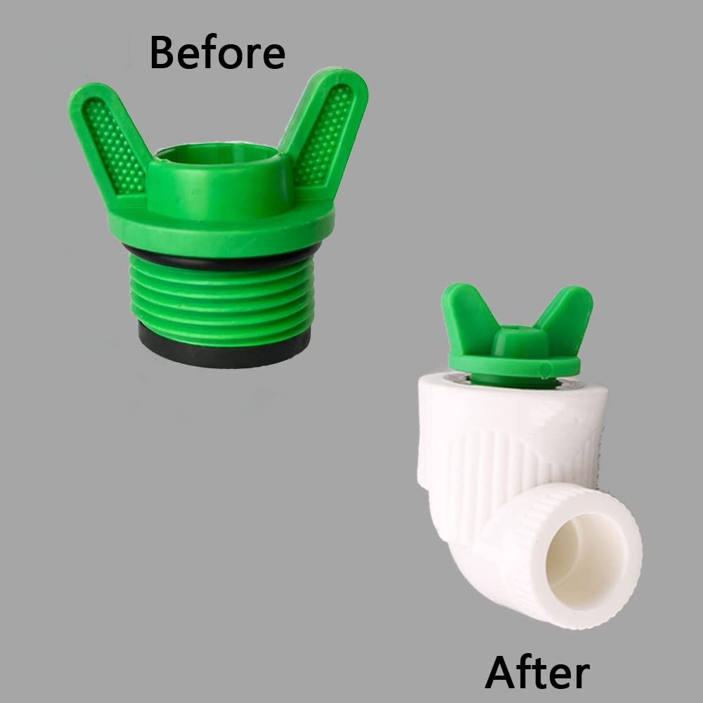 FUATY 3/4” PT Pipe Plug, PPR Male Pipe Thread Plugs and Caps Garden Irrigation Tubing Stopper Drain Plug, 1 Inch ID, Green