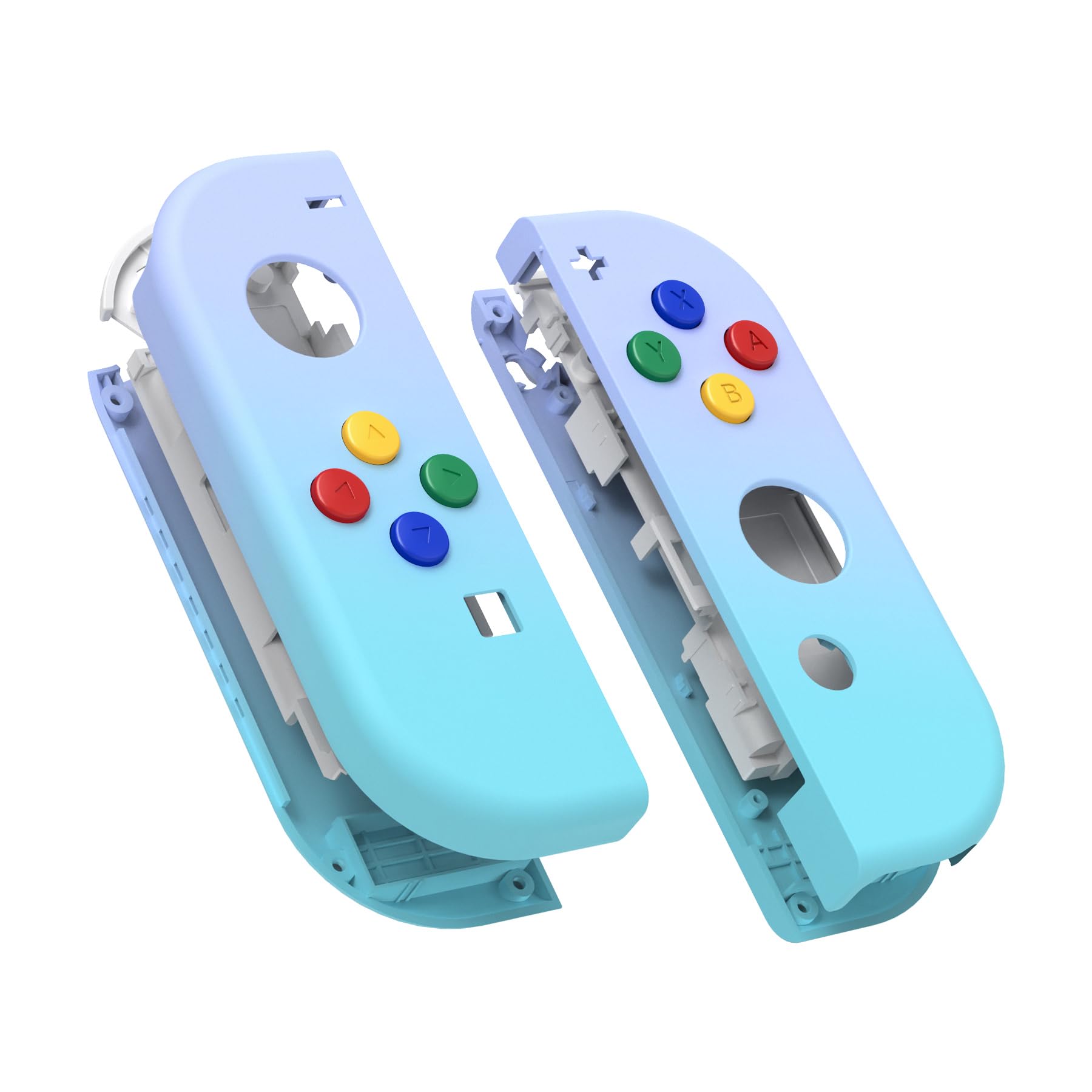 eXtremeRate DIY Replacement Shell Buttons for Nintendo Switch & Switch OLED, Gradient Violet Blue Housing Case with Corlorful Button for Joycon Handheld Controller [Only The Shell, NOT The Joycon]