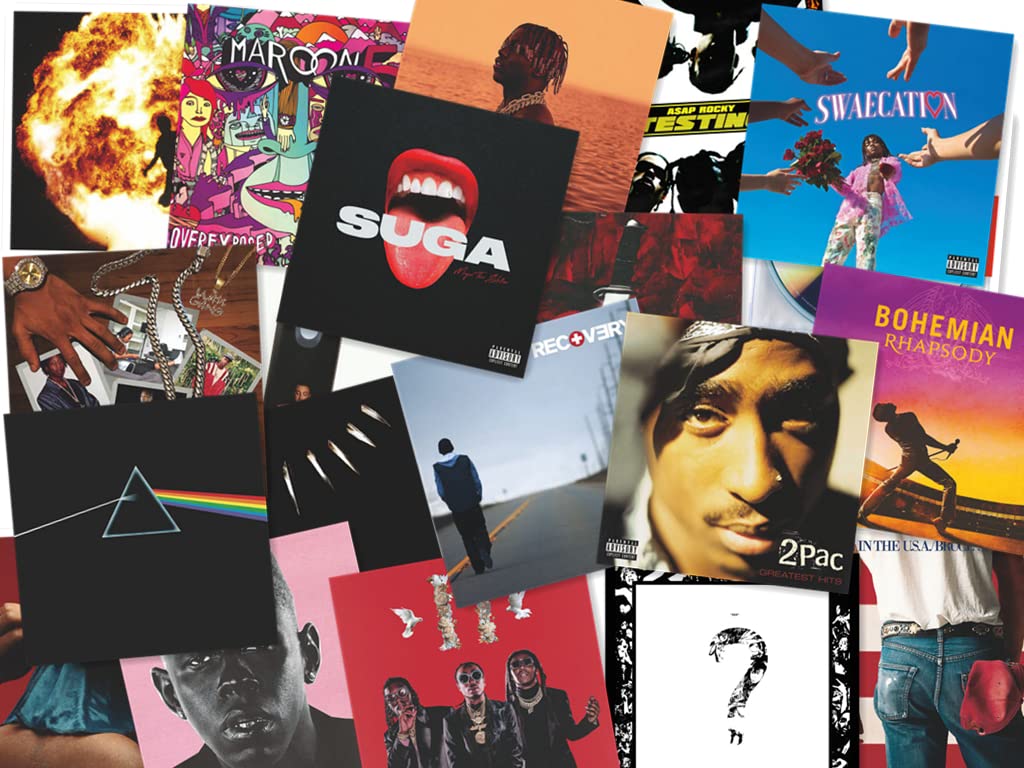 100 Pcs Poster,5x5In Album Cover Posters,Wall Collage Kit, Posters For Room, Music Posters, Rapper Posters, Wall Posters, Posters For Bedroom