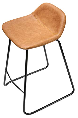 Cortesi Home Ava Counterstools in Saddle Brown faux Leather, 25" High,CH-CS624959