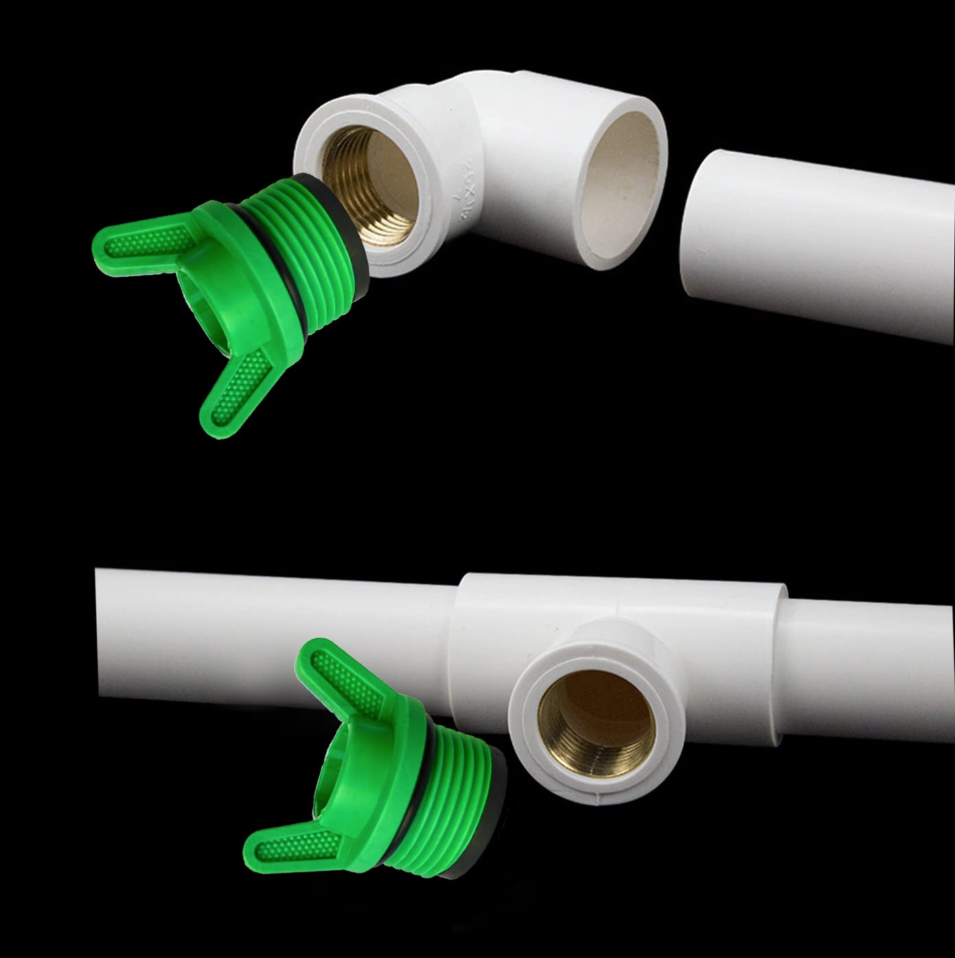 FUATY 3/4” PT Pipe Plug, PPR Male Pipe Thread Plugs and Caps Garden Irrigation Tubing Stopper Drain Plug, 1 Inch ID, Green