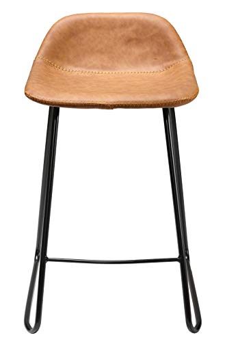 Cortesi Home Ava Counterstools in Saddle Brown faux Leather, 25" High,CH-CS624959