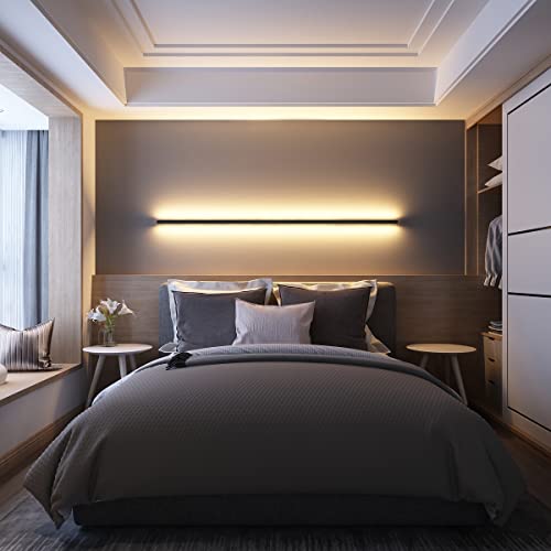 Ozarke Minimalist Creative Long Wall Lamp Modern LED Background Wall Lamp Living Room Bedside Aluminum Wall Light Ligting Sconce (60 inches Hard Wired)