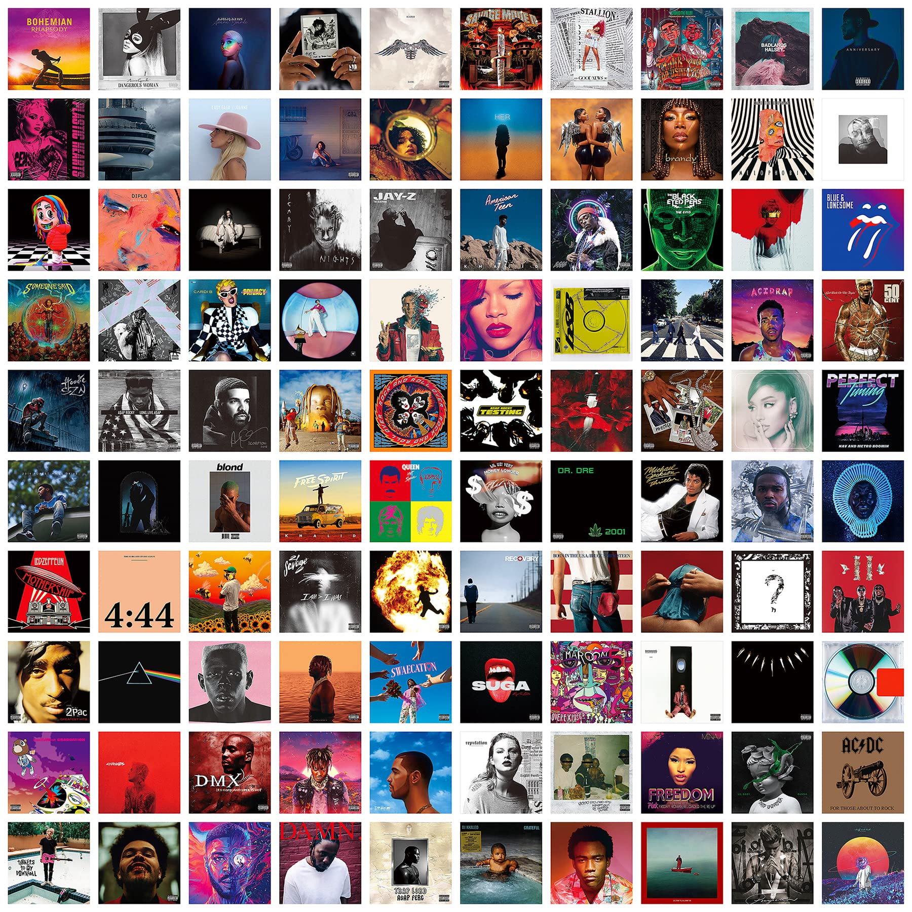 100 Pcs Poster,5x5In Album Cover Posters,Wall Collage Kit, Posters For Room, Music Posters, Rapper Posters, Wall Posters, Posters For Bedroom