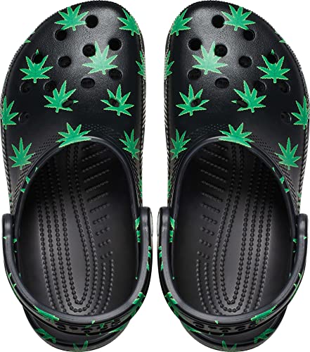Crocs Unisex Classic Hemp Leaf Clogs, Half Baked and Weed Graphics, Black, Numeric_8 US Men