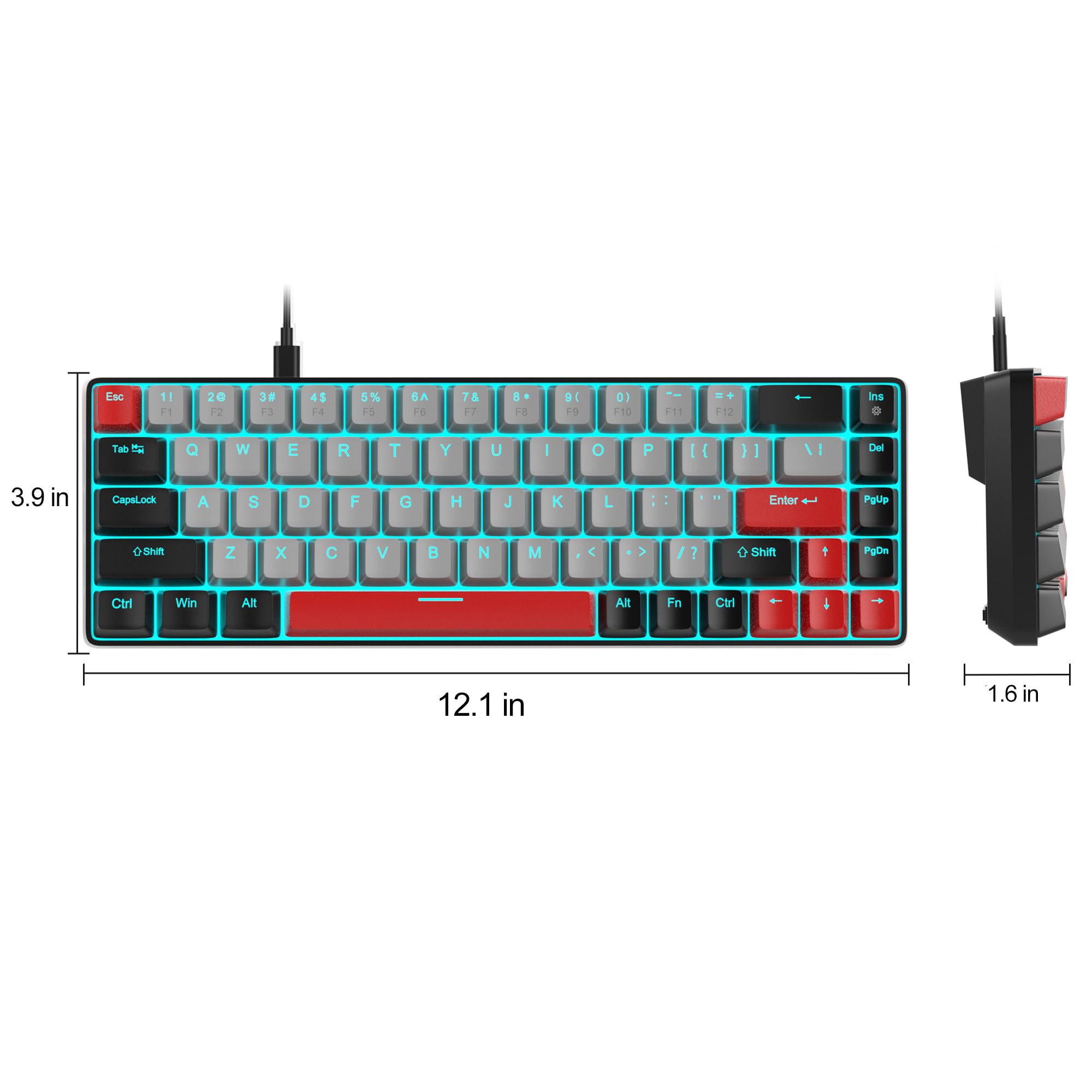 MageGee Portable 60% Mechanical Gaming Keyboard, MK-Box Blue LED Backlit Compact 68 Keys Mini Wired Office Keyboard with Brown Switch for Windows Laptop PC Mac - Grey/Black
