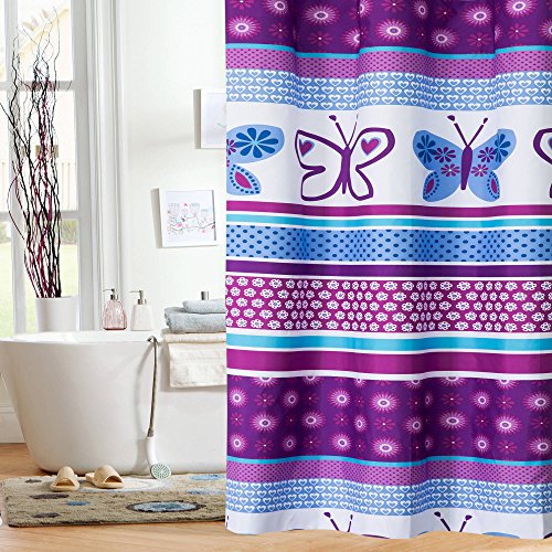 Mainstays Kids Purple Butterfly Shower Curtain