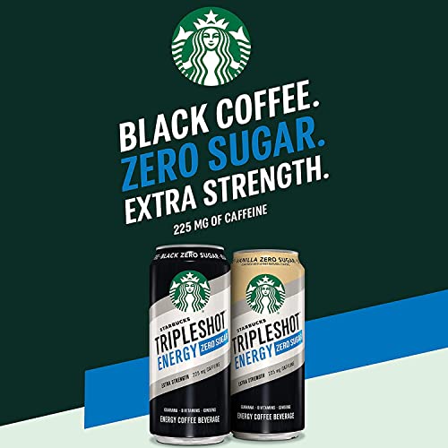 Starbucks Tripleshot Energy Extra Strength Espresso Coffee Beverage, Milk Chocolate, Zero Sugar, 225mg Caffeine, 15oz cans (12 Pack)