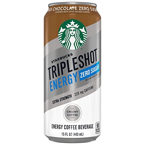 Starbucks Tripleshot Energy Extra Strength Espresso Coffee Beverage, Milk Chocolate, Zero Sugar, 225mg Caffeine, 15oz cans (12 Pack)