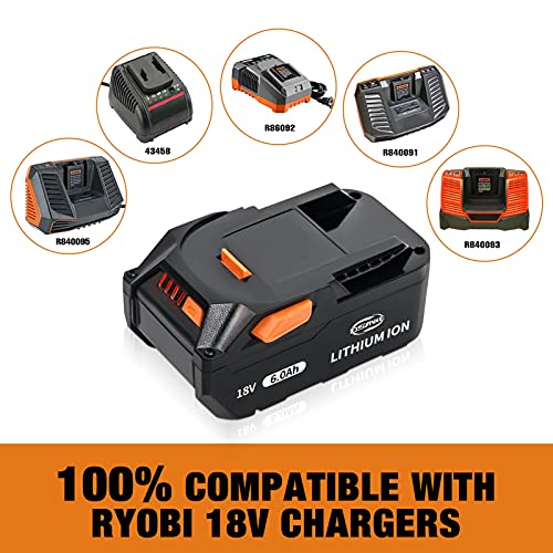 2Pack DSANKE R840085 18V 6.0Ah Lithium Ion Battery Replacement for RIDGID 18V Battery R840087 R840083 R840084 R840086 AC840085 AC840087P