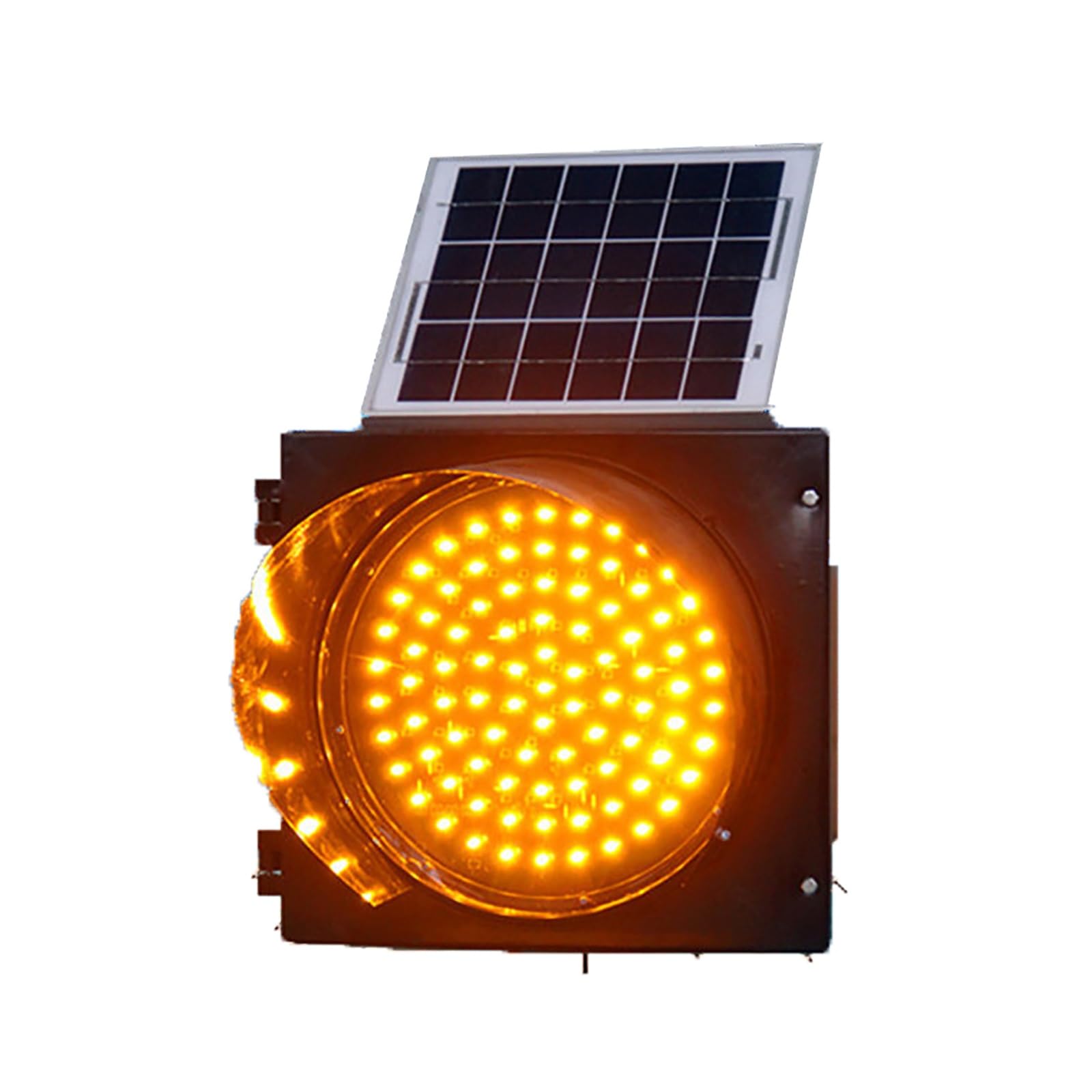 FQMYLTYN 12inch LED Solar Traffic Light, Yellow Flashing Light, IP65 Waterproof PC Housing Industrial LED Traffic Stop Light with Solar Panel, for Roads, Toll Booths (Size : 400mm)