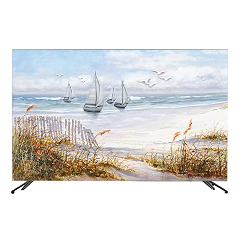 32 to 85 Inches Tv Cover Dust Proof Tv Screen Protector for LCD Led Indoor Bedroom Living Room Decoration 3D Seaside Sailboat Pattern Tv Cover(Size:40-43inch/102x65cm.,Color:QY114-1)
