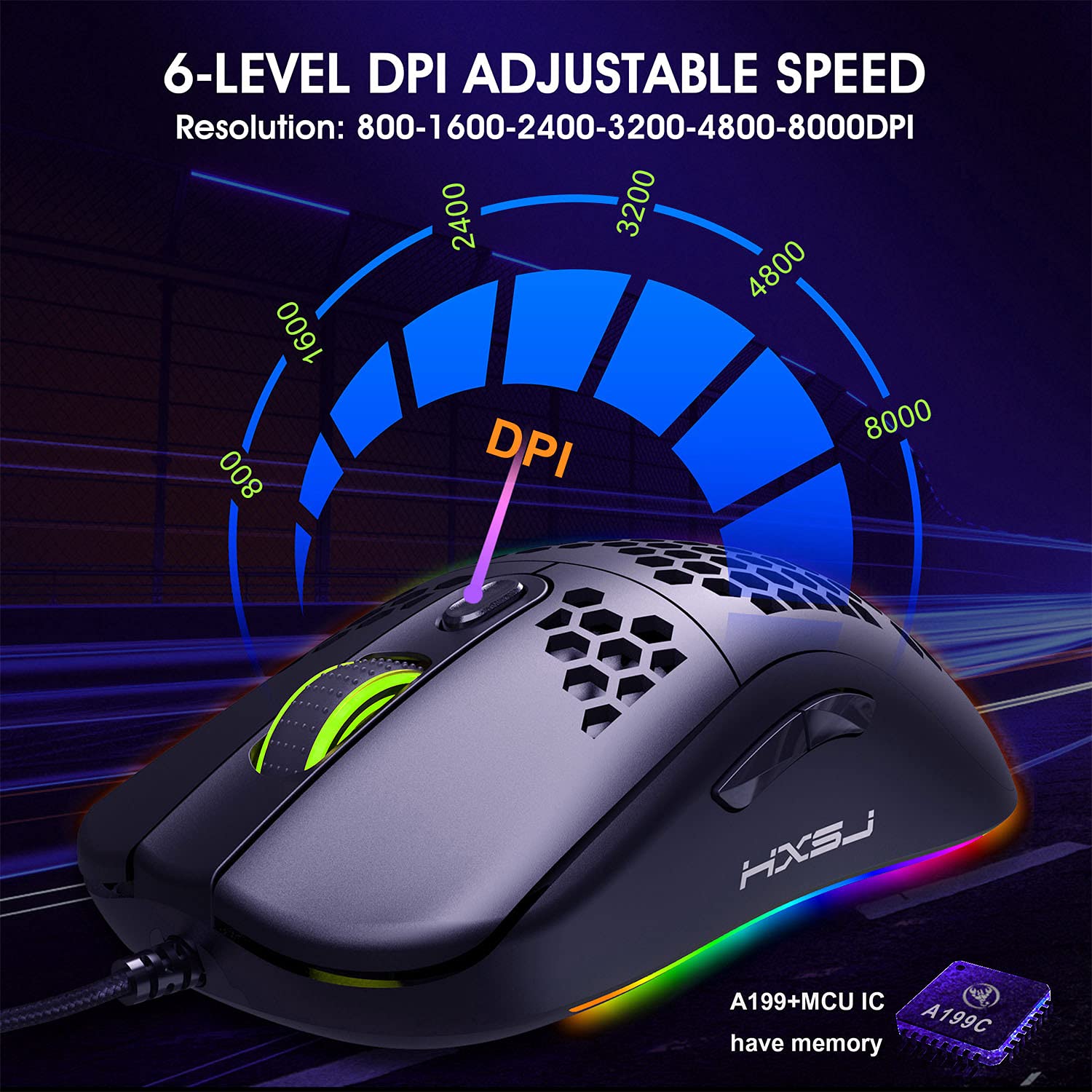 XINMENG Wired Gaming Keyboard and Mouse Combo, Compact 82 Keys RGB Blackit Mechanical Keyboard and Adjustable 8000DPI Lightweight Honeycomb Design Mouse, Spill-Resistant for Desktop, Computer, PC