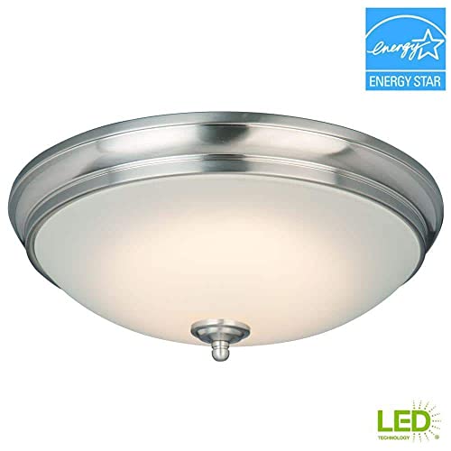 Hampton Bay Clifton 13 in. Brushed Nickel Selectable LED Flush Mount HUI8011LL-6/BN