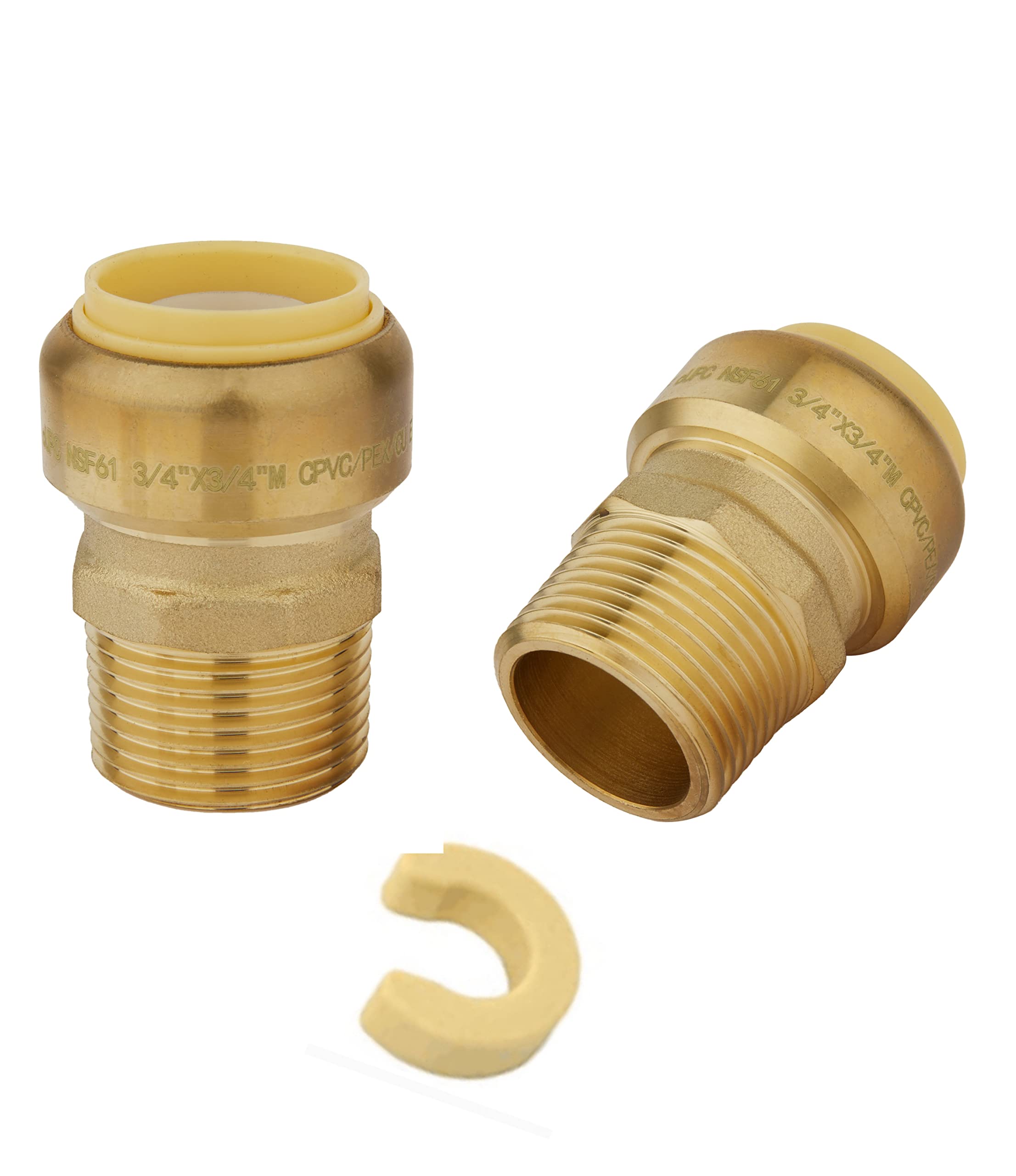 (Pack of 2) EFIELD 3/4 Inch x 3/4 Male Adapter Push to Connect Pex Copper, CPVC, 3/4 Inch, with a Disconnect Tool