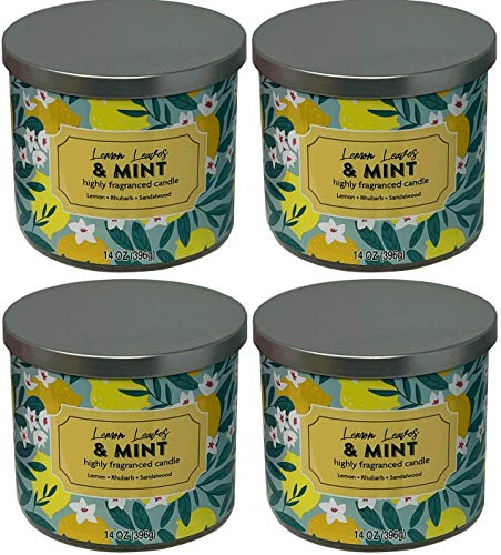 Mainstays 14oz Lemon Leaves and Mint Candle 4-Pack