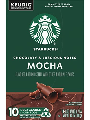 Starbucks Flavored Coffee K-Cup Pods, Mocha Flavored Coffee, Made without Artificial Flavors, Keurig Genuine K-Cup Pods, 10 CT K-Cups/Box (Pack of 3 Boxes)