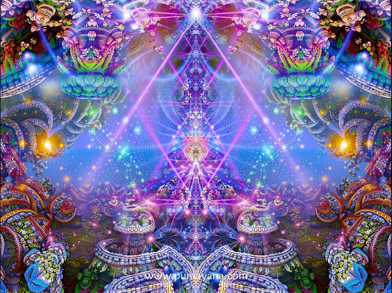 Psychedelic Tapestry | Trippy Wall Hanging | Visionary | Trippy Art | DMT | The Gates of Atlantis (Small)