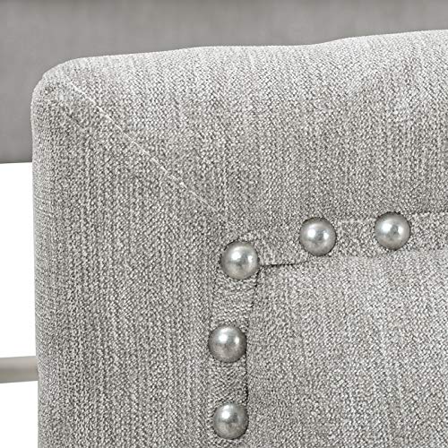 Jennifer Taylor Home Anastasia Upholstered Shelter Headboard Bed Set, King, Silver Grey Polyester