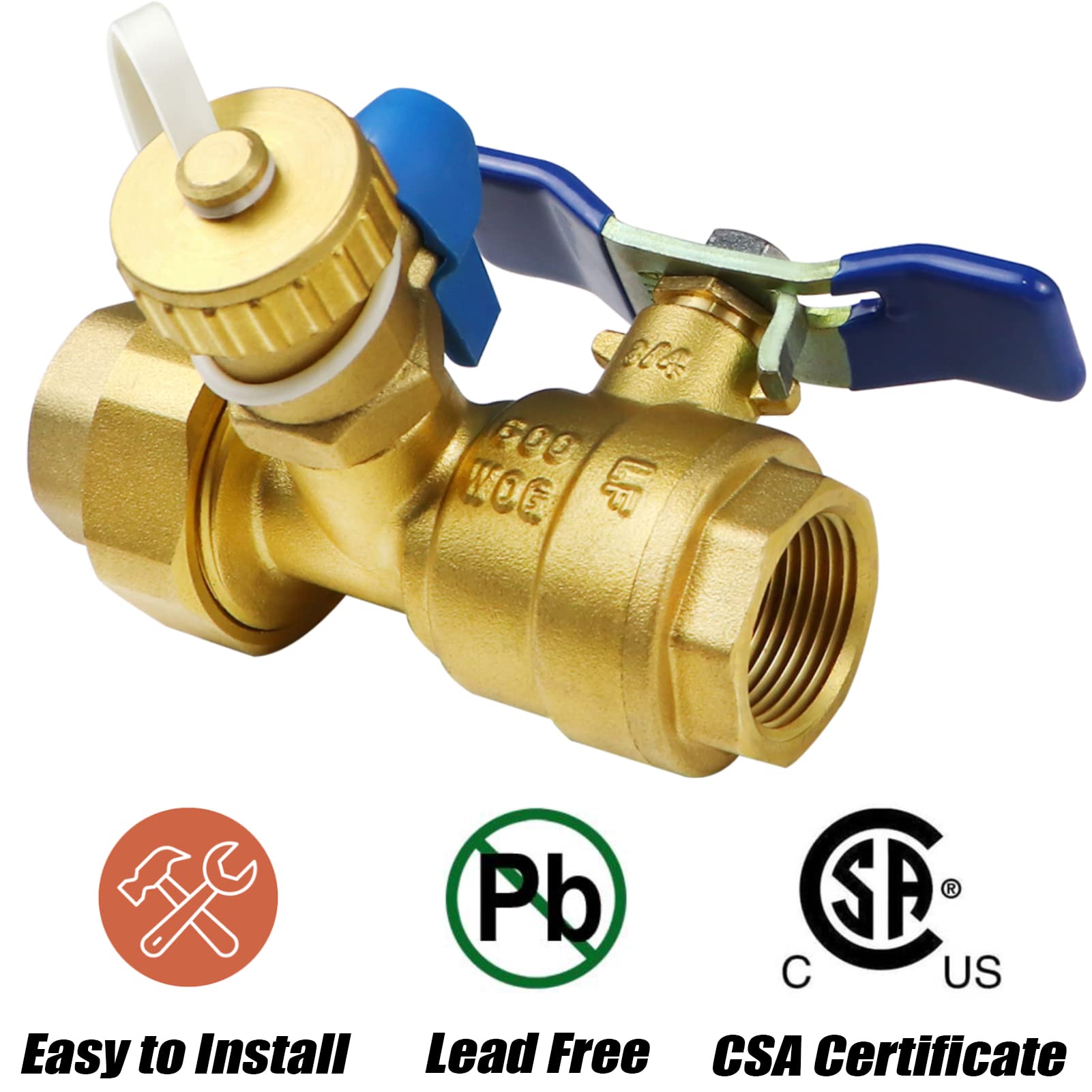 3/4 Inch IPS Isolator Tankless Water Heater Service Valve Kit with Pressure Relief Valve, Clean Brass, 3/4 Inch Service Installation Valve for rheem,rinai,ecosmart,navien,noritz,takagi,bosch