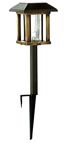 20 Lumens Solar 2-Tone Bronze and Wood LED Landscape Pathway Light Set with Classic Bulb (4-Pack)