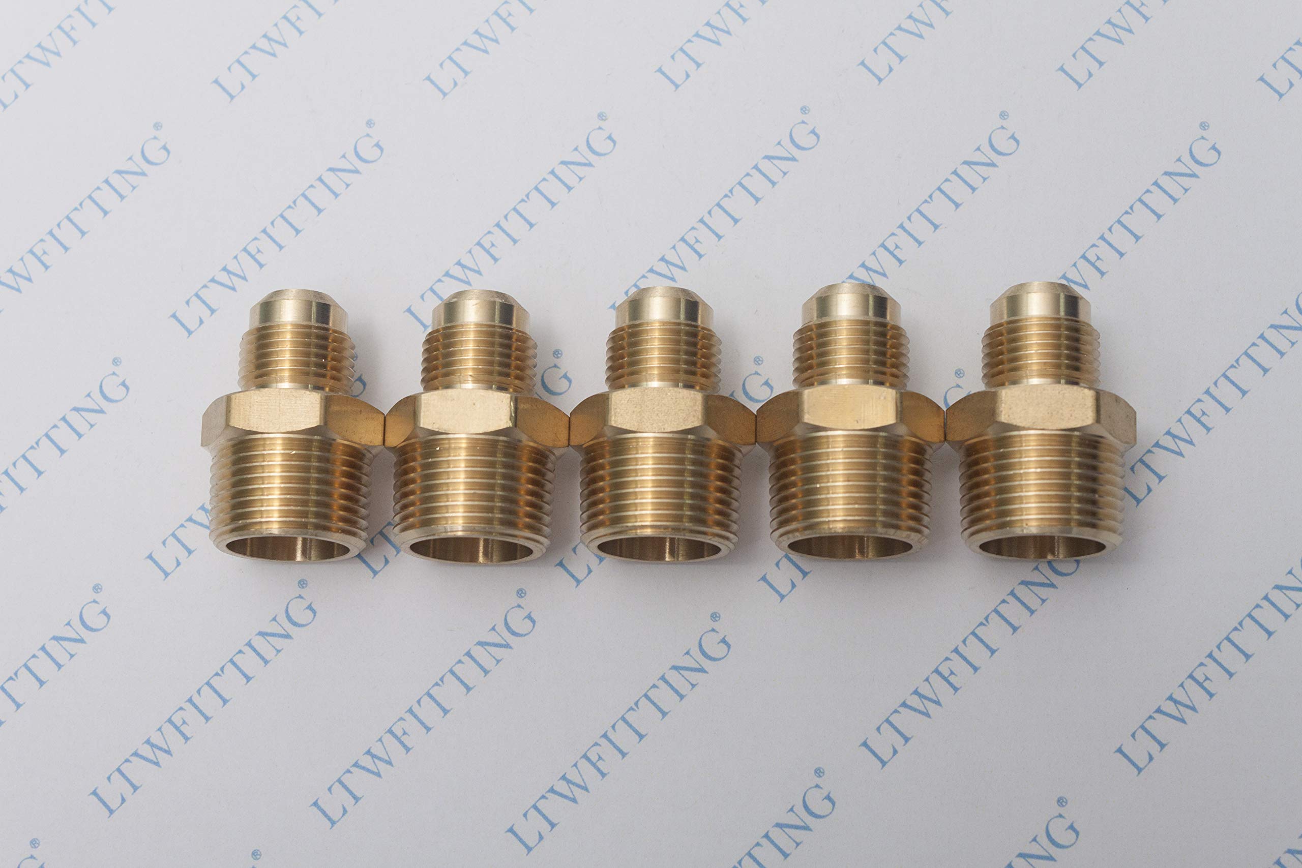 Generic Brass Flare 1/2" OD x 3/4" Male NPT Connector Tube Fitting(pack of 5)