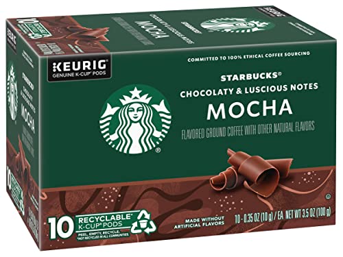 Starbucks Flavored Coffee K-Cup Pods, Mocha Flavored Coffee, Made without Artificial Flavors, Keurig Genuine K-Cup Pods, 10 CT K-Cups/Box (Pack of 3 Boxes)