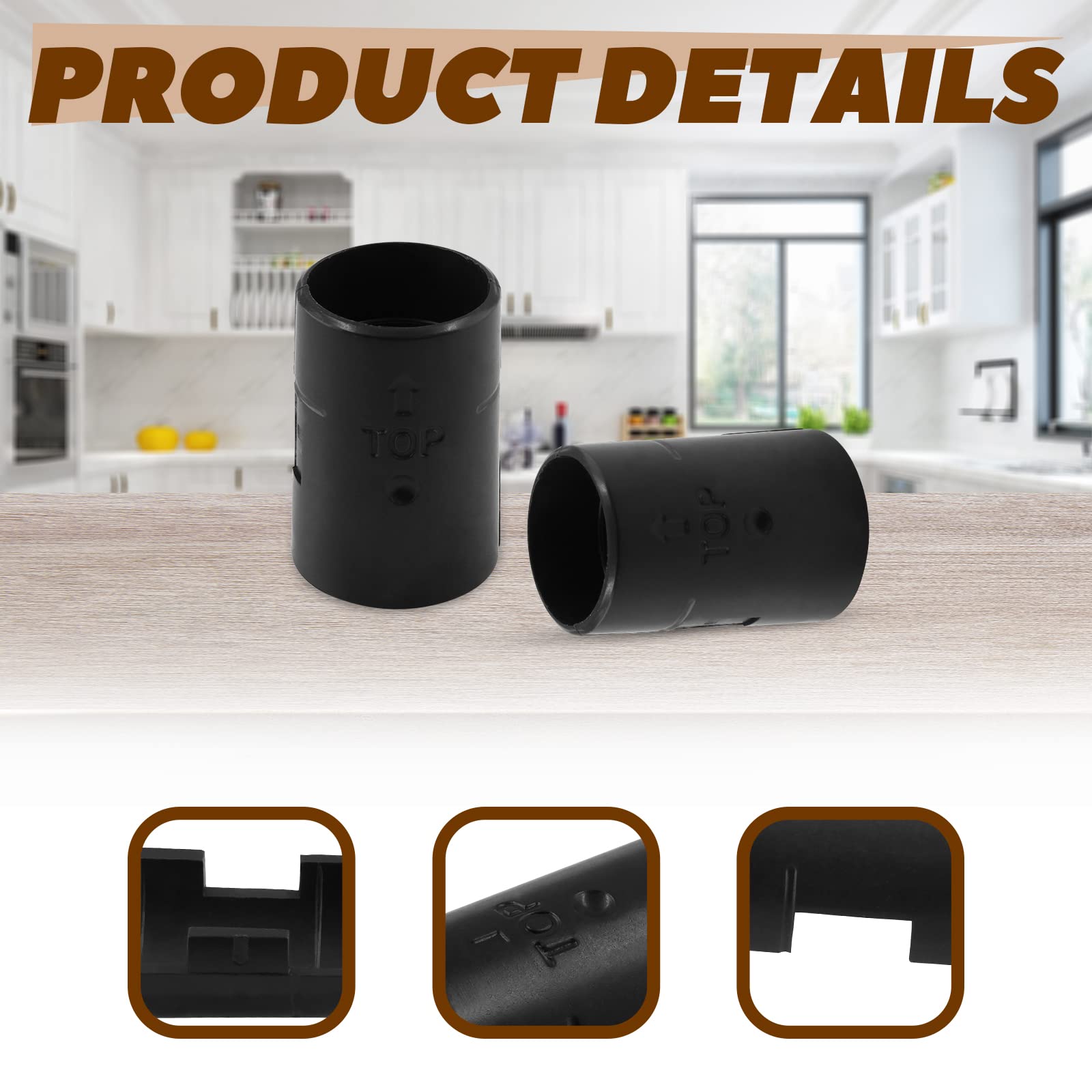 Moicstiy 50 Pack 1 Inch Wire Shelving Shelf Lock Clips, Plastic Shelving Clips Replacement Black Sleeve Shelf Clips for Wire Shelving, Post Wood Metal Pole(25 Pair)