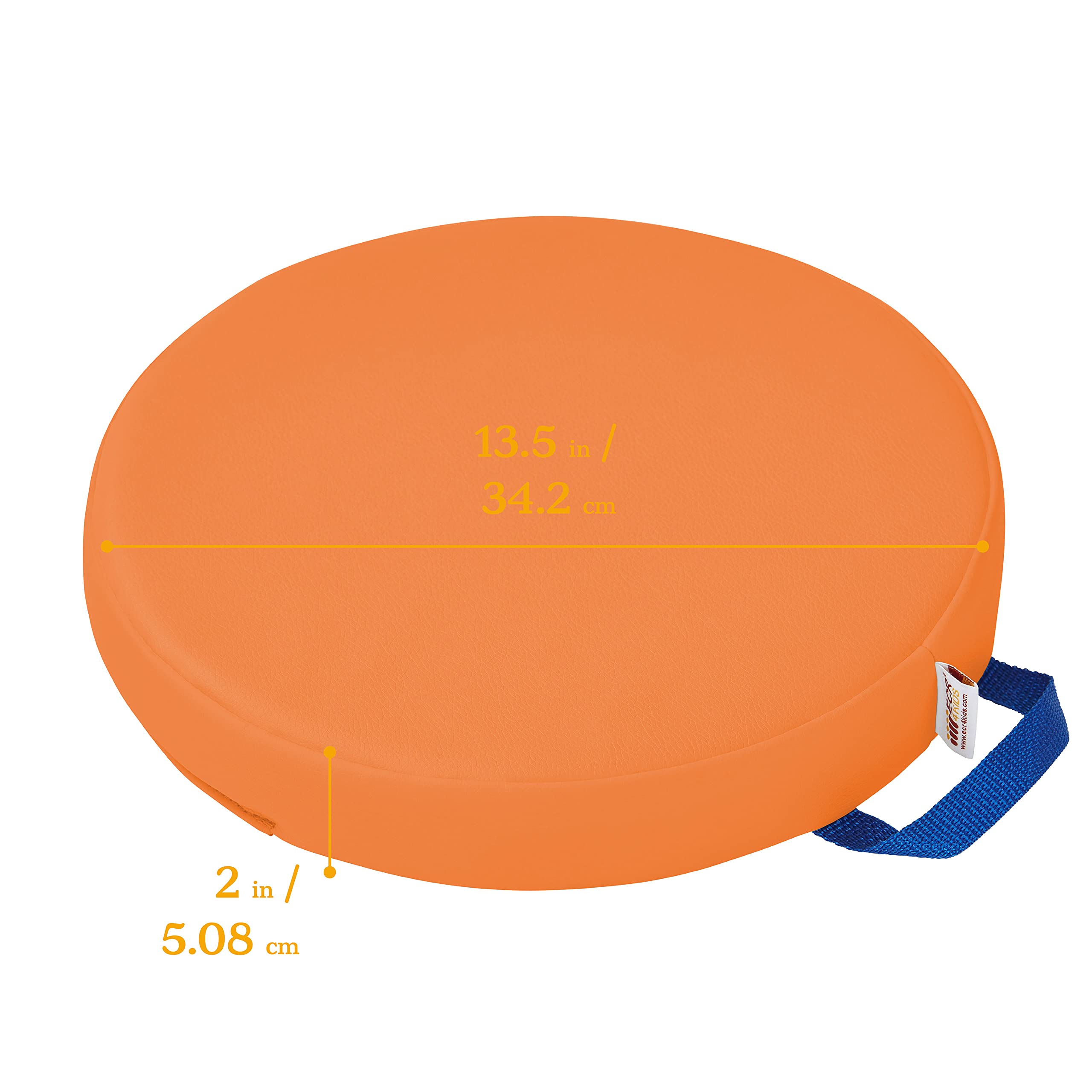 ECR4Kids SoftZone Floor Cushions with Handles, 2" Deluxe Foam, Round, Orange, (6-Pack)