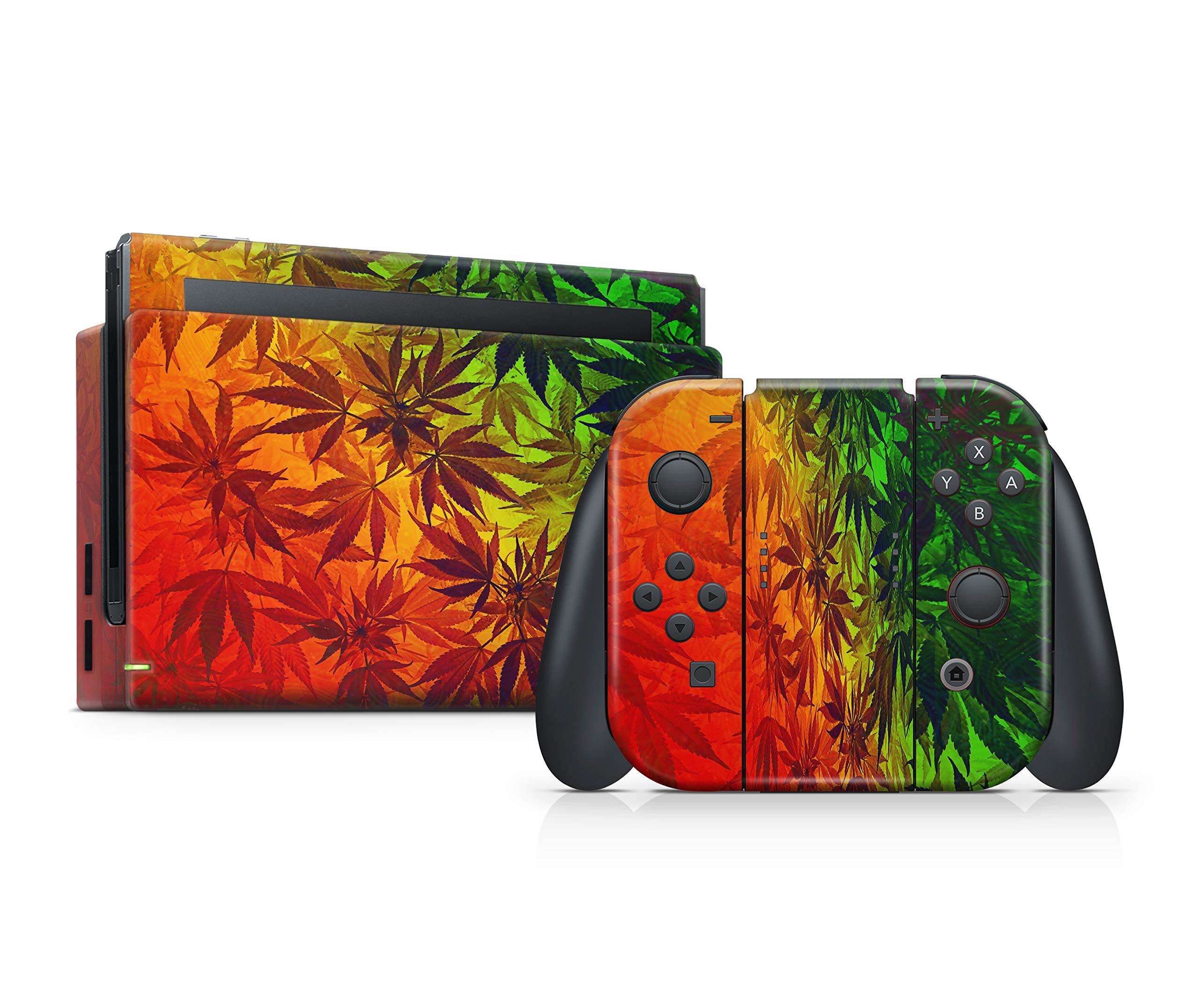 Weed Skin Decal Vinyl Sticker Compatible with Nintendo Switch Console + 1 Controller Skins Set