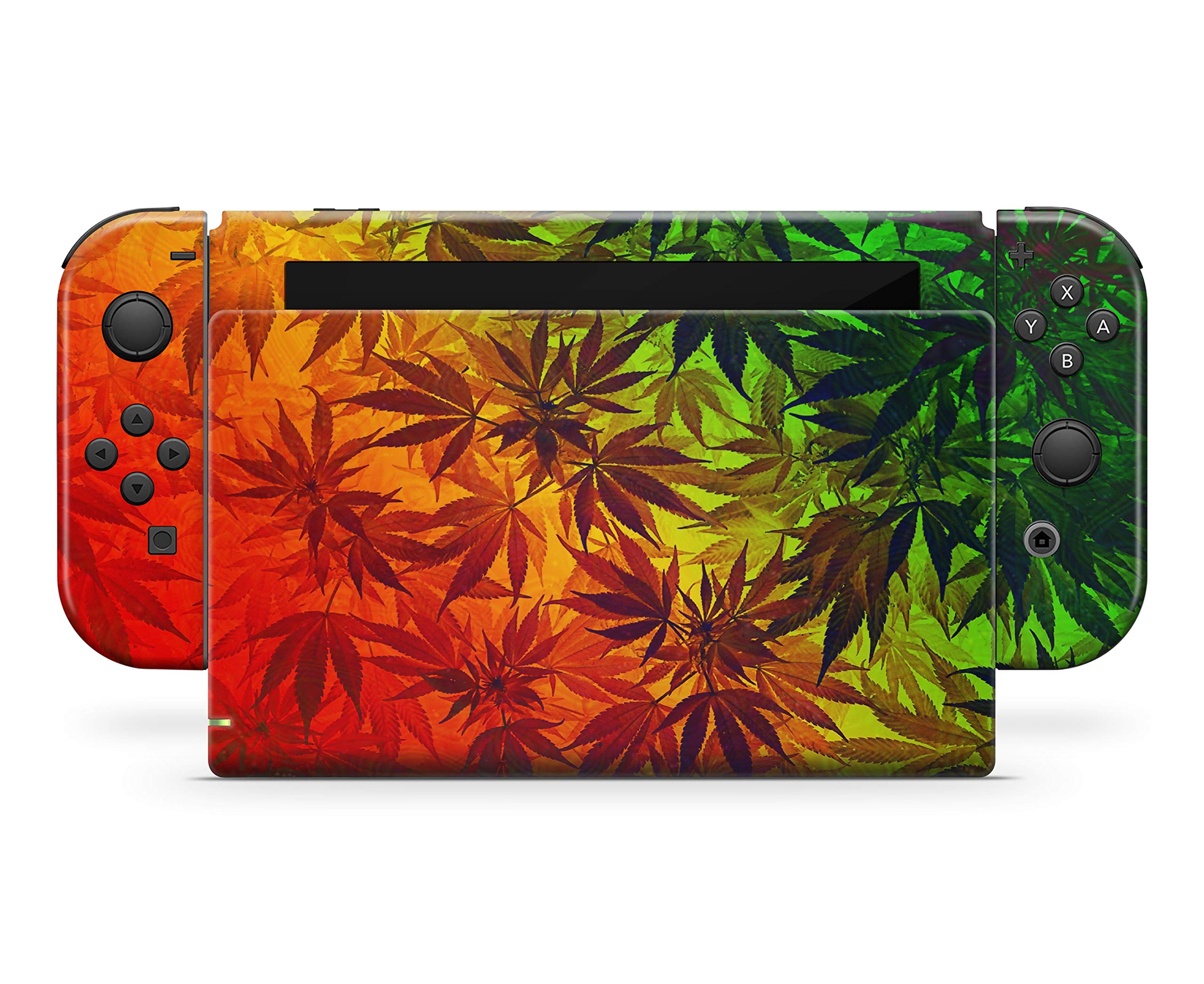 Weed Skin Decal Vinyl Sticker Compatible with Nintendo Switch Console + 1 Controller Skins Set