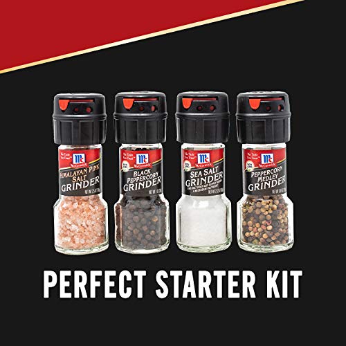 McCormick Salt & Pepper Grinder Variety Pack (Himalayan Pink Salt, Sea Salt, Black Peppercorn, Peppercorn Medley), 0.05 lb