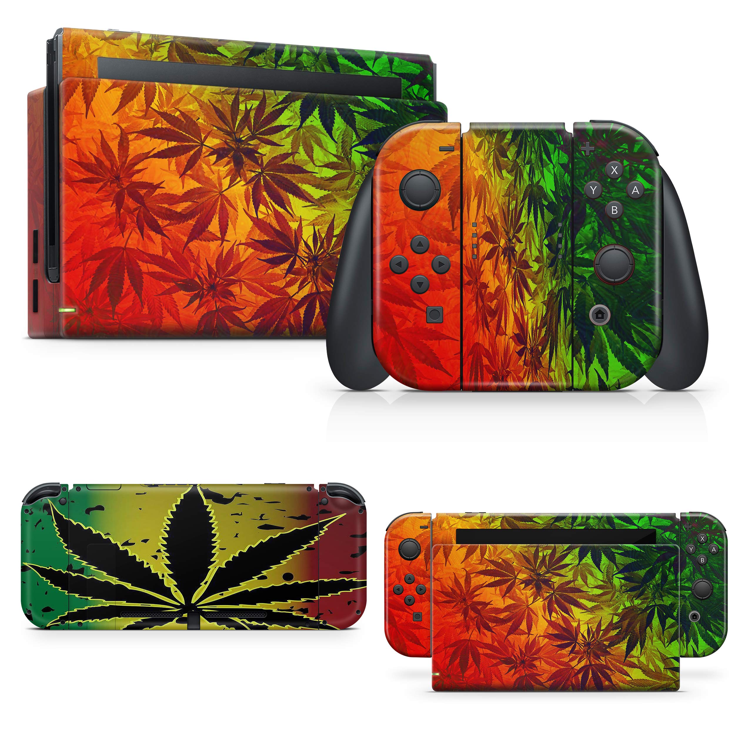 Weed Skin Decal Vinyl Sticker Compatible with Nintendo Switch Console + 1 Controller Skins Set