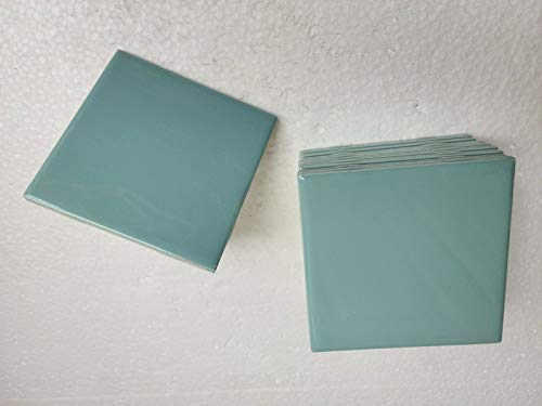 Surf Green 4 inch Blue Aqua Glow Ceramic Tile 4.25 in 4x4 Subway Square Daltile Color 0197 Classic Color 105 Box 10 Piece