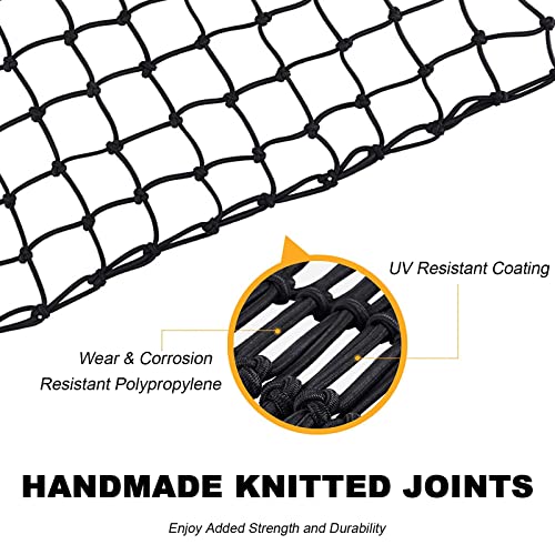GSPSCN Cargo Net 4' x 6' for Truck Pickup Bed, Trailer ,Boat ,RV SUV Stretches to 11'x17' Max Roof Rack Net ,Small 4βx4β Mesh Heavy Duty Bungee Cord Net Compatible with Dodge Ram,Chevy Ford,Toyota