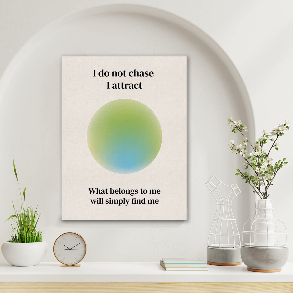 I Do Not Chase I Attract Canvas Wall Art Poster Print Gift, Inspirational Affirmation Painting Ready to Hang Home Office Decor (11.5" x 15")