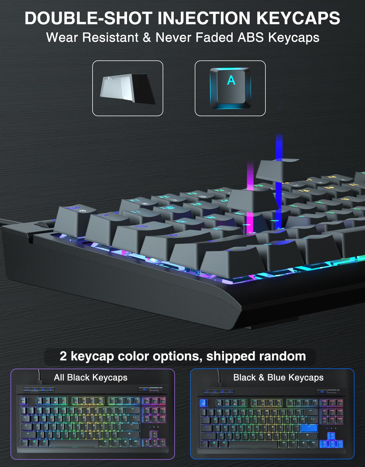 GOYIGO Mechanical Keyboard Clicky Blue Switches,75% TKL RGB Backlit Gaming Keyboard,Full Keys Anti-ghosting Programmable,USB-C Wired Computer Keyboards for PC/Mac,Black