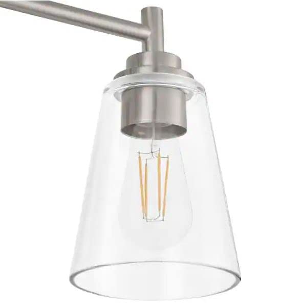 Hampton Bay 22.5 in. Wakefield 3-Light Brushed Nickel Modern Bathroom Vanity Light with Clear Glass Shades