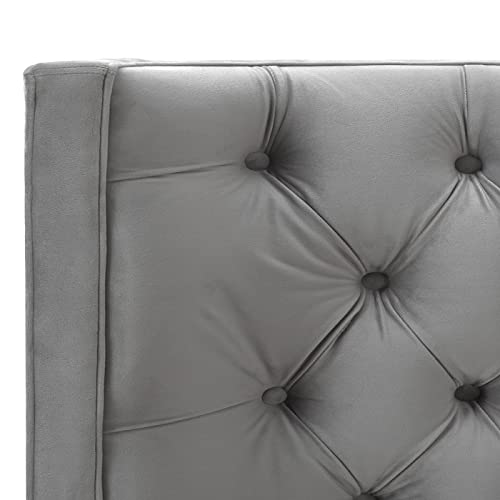 Jennifer Taylor Home Brooklyn Sleigh, King (U.S. Standard), Opal Grey Velvet