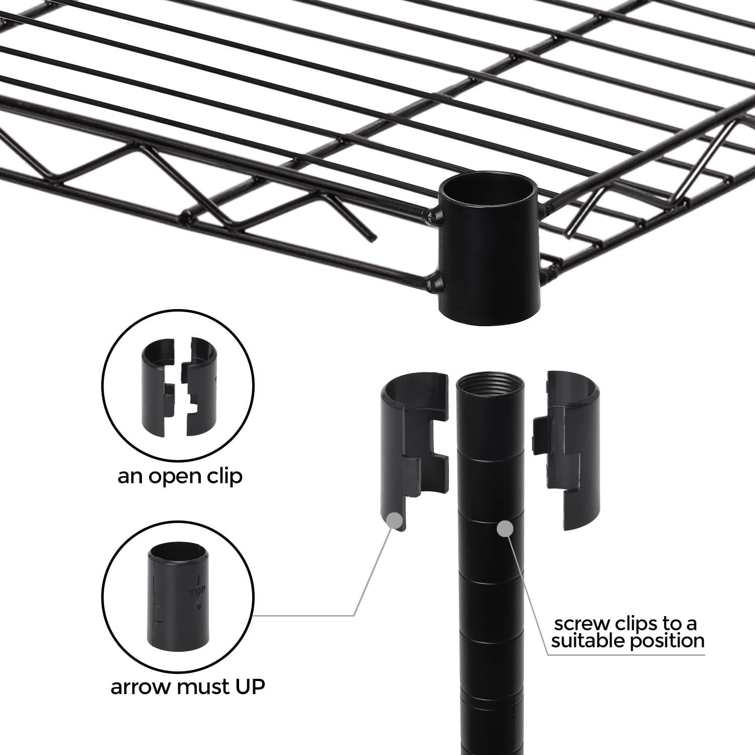JS HANGER Wire Shelving Unit, 5-Tier Heavy Duty Height Adjustable Rolling Metal Shelves for Storage, 550 lbs Capacity, 23.23''W X 13.4''D X 71''H, Black