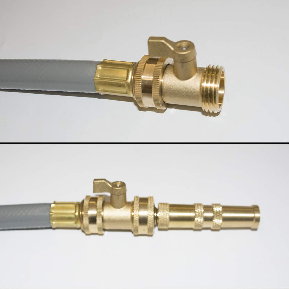 HQMPC Heavy Duty Brass Shut Off Valve Brass Water Hose Valve Hose On/Off Valve Garden Hose Connector 4Pcs