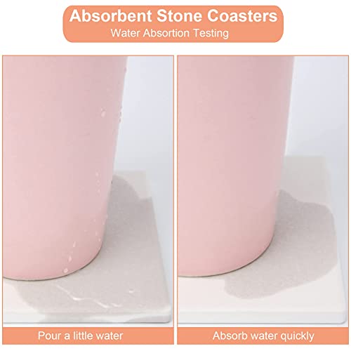 24 Pack Ceramic Tiles for Crafts Coasters with 2 Holder,White Unglazed Ceramic Tiles with Cork Backing Pads, Use with Alcohol Ink or Acrylic Pouring Make Your Own DIY Coasters (Square)