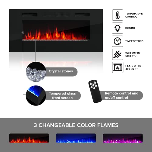 York 02 Electric Fireplace Modern 79" TV Stand