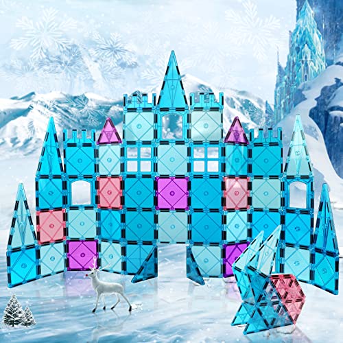 Mruikeny Magnetic Tiles Kids Toys for 3 4 5 6 7 8+ Years Old Boys Girls Magnet Toys Building Tiles STEM Educational Learning Magnetic Blocks Toy Set for Toddlers Child Ages 3-6 Birthday