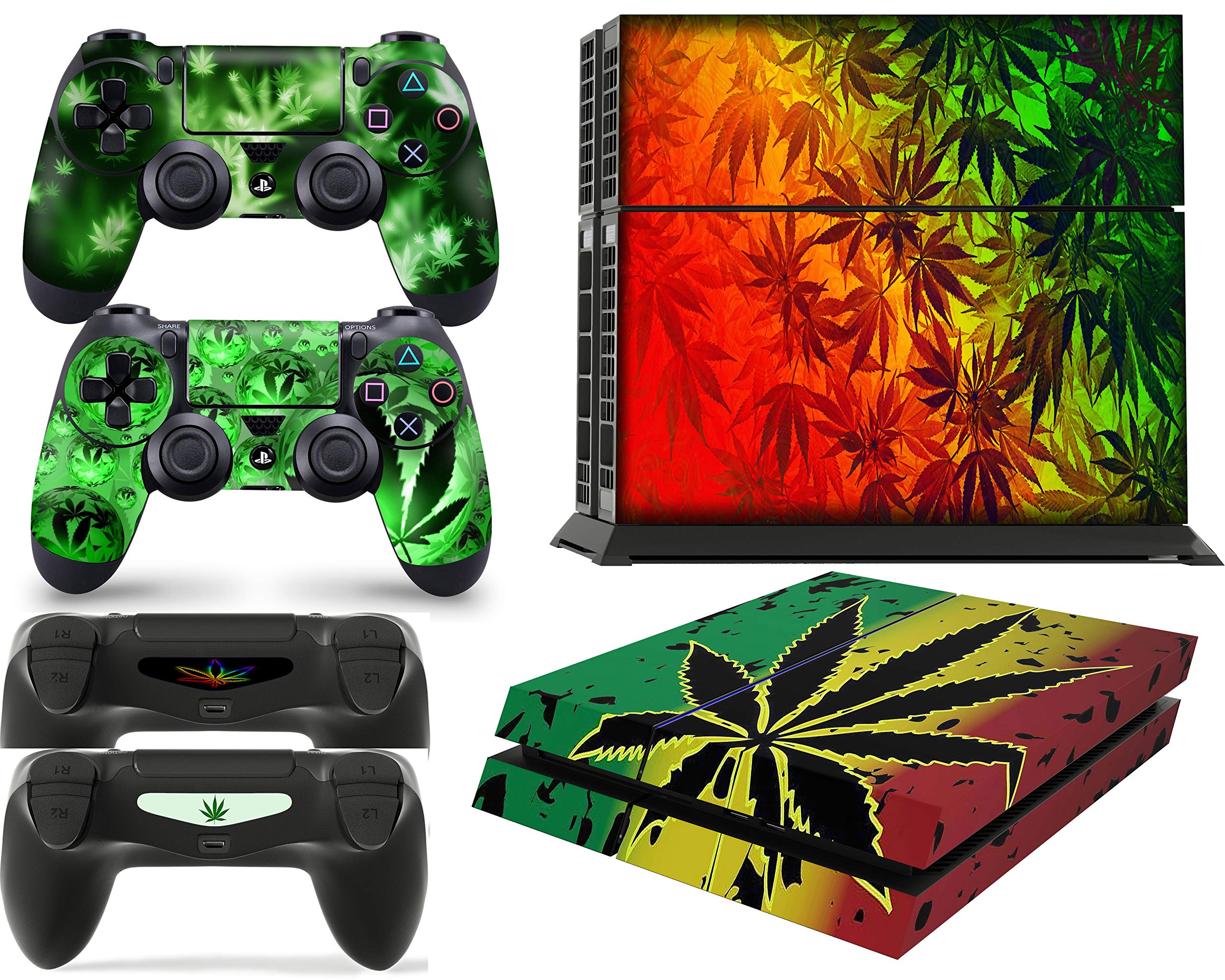 giZmoZ n gadgetZ PS4 Console Weed Skin Decal Vinal Sticker + 2 Controller Skins Set