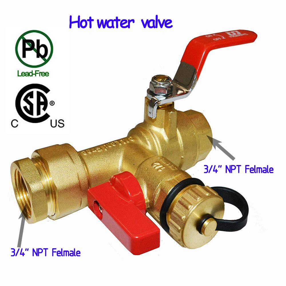 HQMPC Tankless Water Heater Isolation Valves Tankless Water Heater Flush Kit Tankless Valve Kit 3/4" NPT, Including 1 Valve For Hot water,1 Valve For Cold Water, 1 Pressure Relief Valve